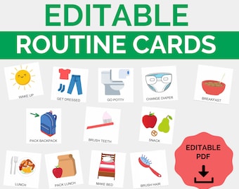Editable Daily Kids Routine Cards I Toddler Visual Routine I Morning ...