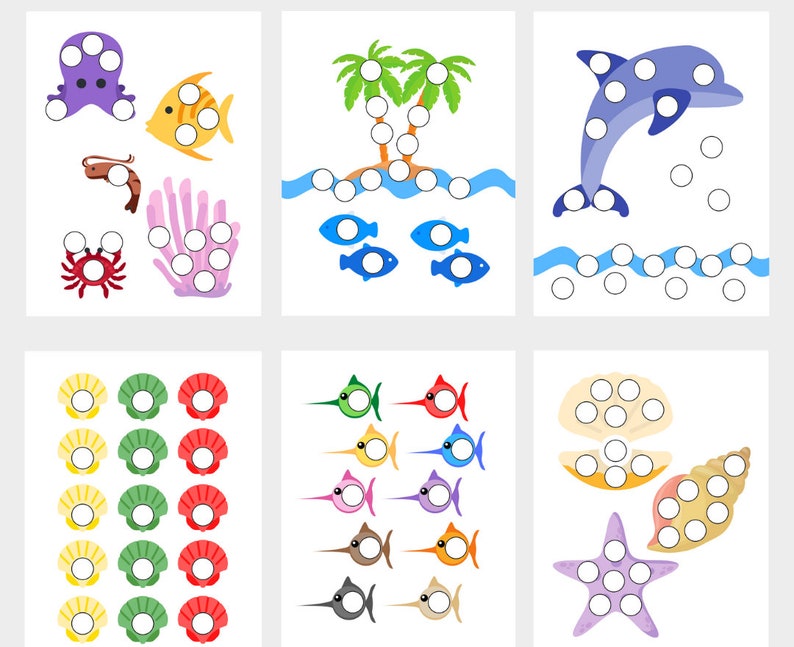 Ocean Summer Activity Pack, Preschool Season Do-a-dots Worksheets ...