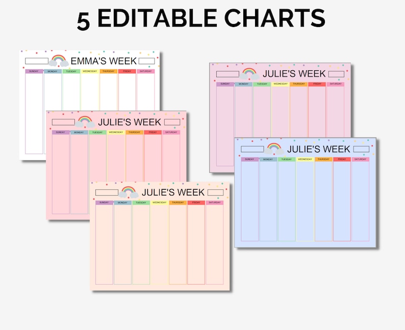 Editable Weekly Visual Routine Chart With Cards Schedule for - Etsy UK