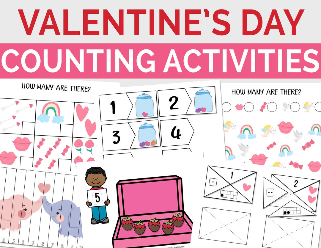 Valentine's Day Counting Activities | February Preschool Math Learning ...