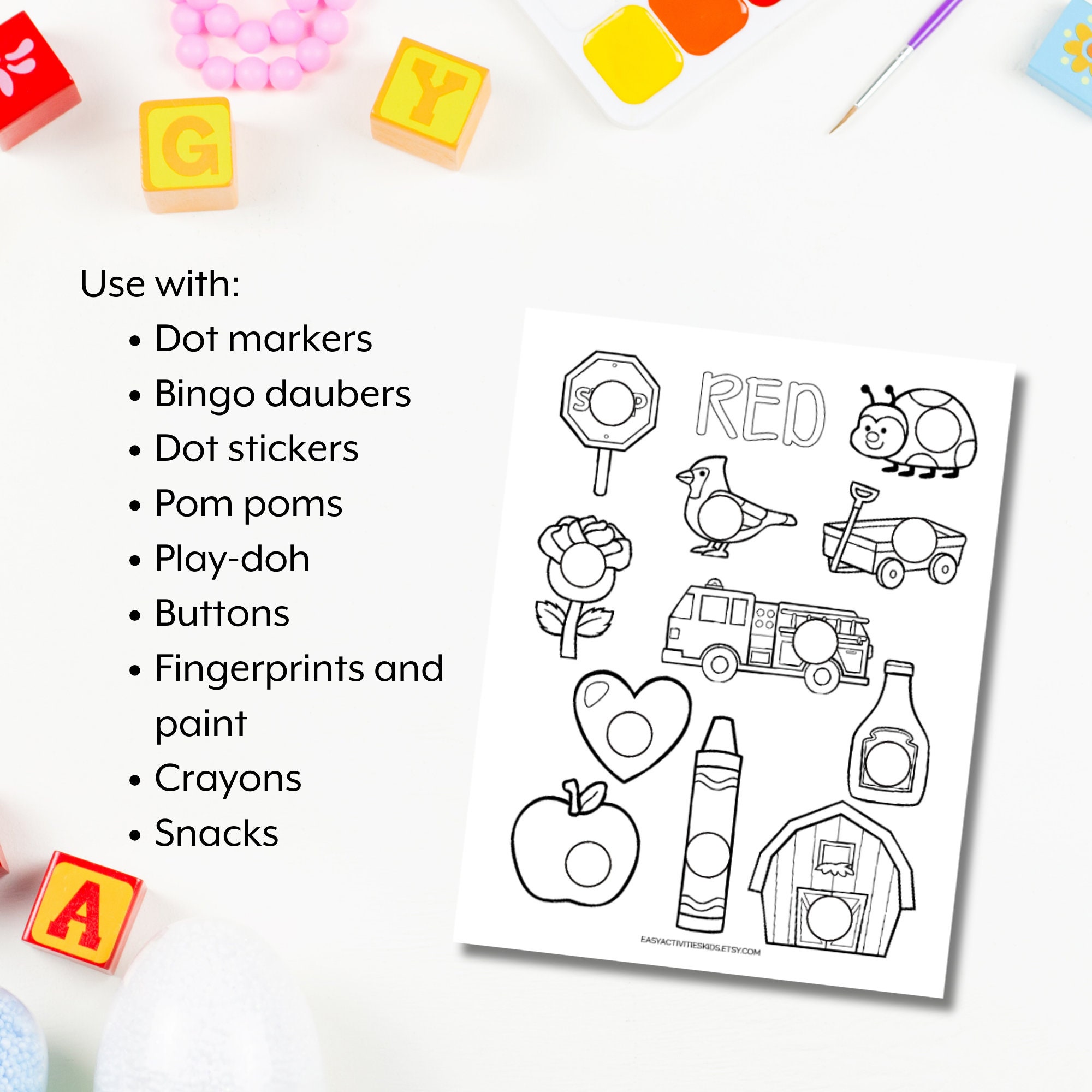 Dot the Colors Black & White Activity Pack, Do-a-dots Worksheets ...
