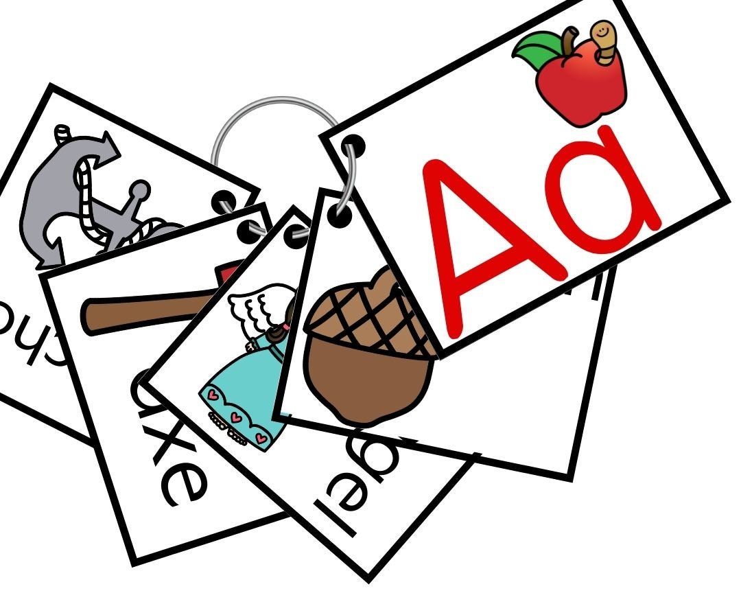 Alphabet Picture Word Cards word Walls Pocket Charts Ring - Etsy
