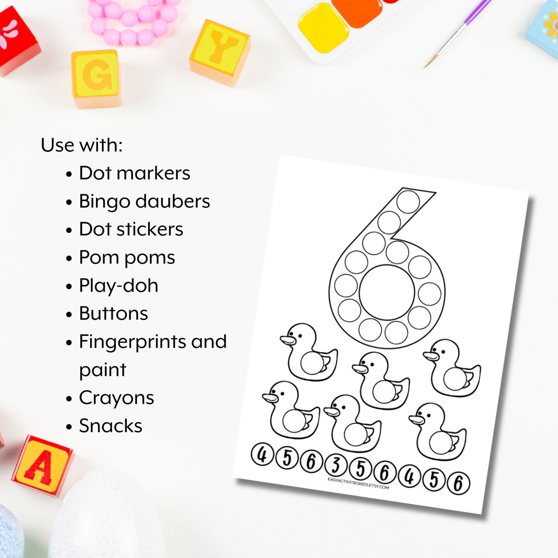Dot the Numbers Black & White Activity Pack, Preschool Do-a-dots ...
