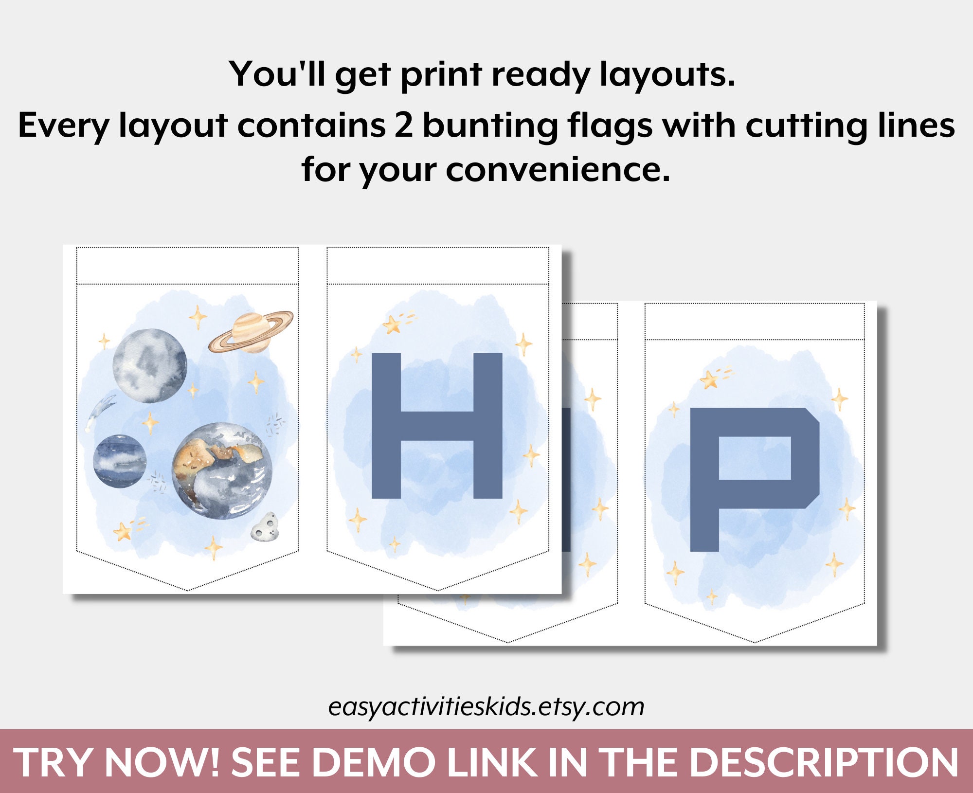 Editable Happy Birthday Banner Outer Space Planets, Boy Galaxy First ...