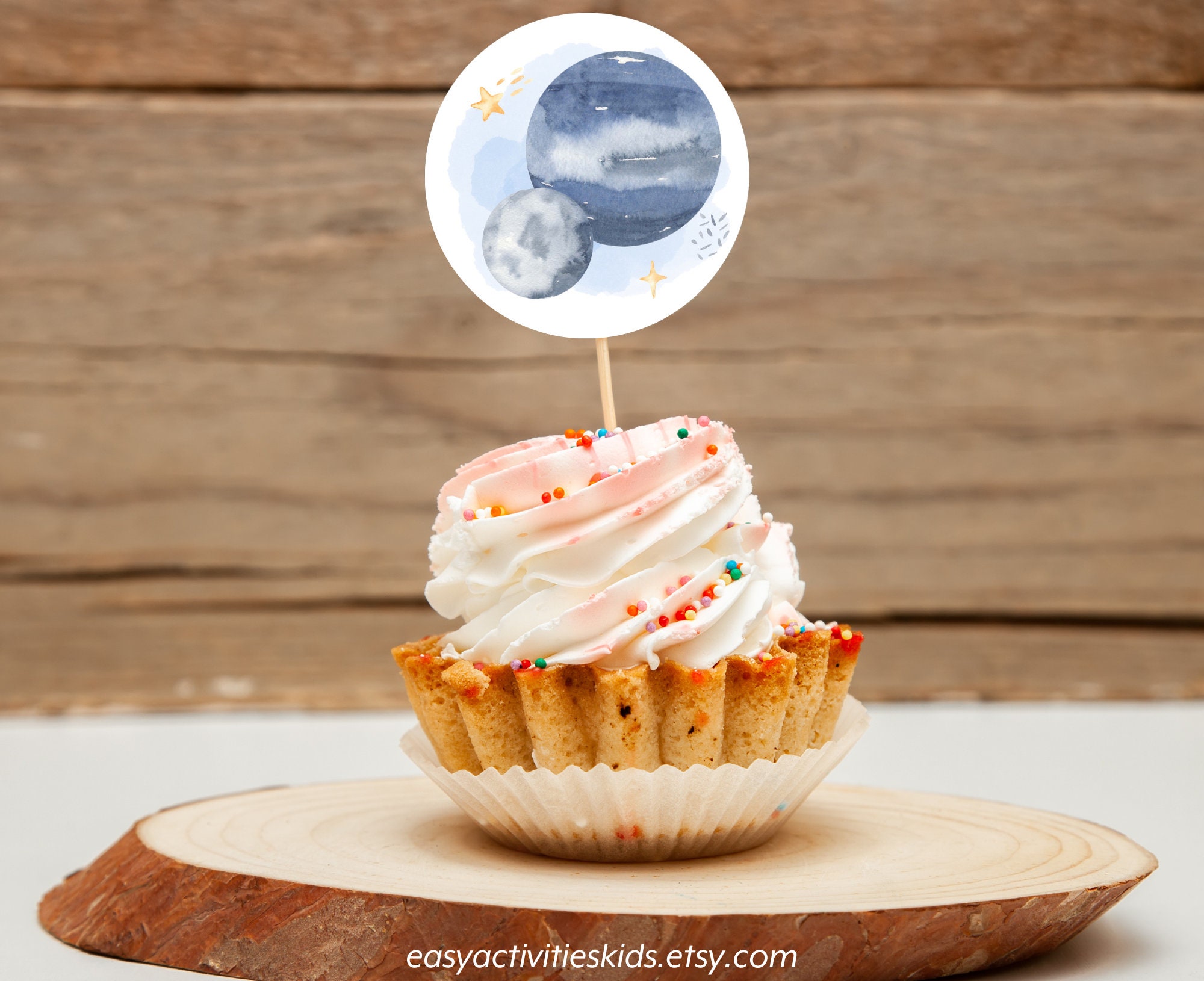 Editable Outer Space Birthday Cupcake Toppers Planets Galaxy - Etsy