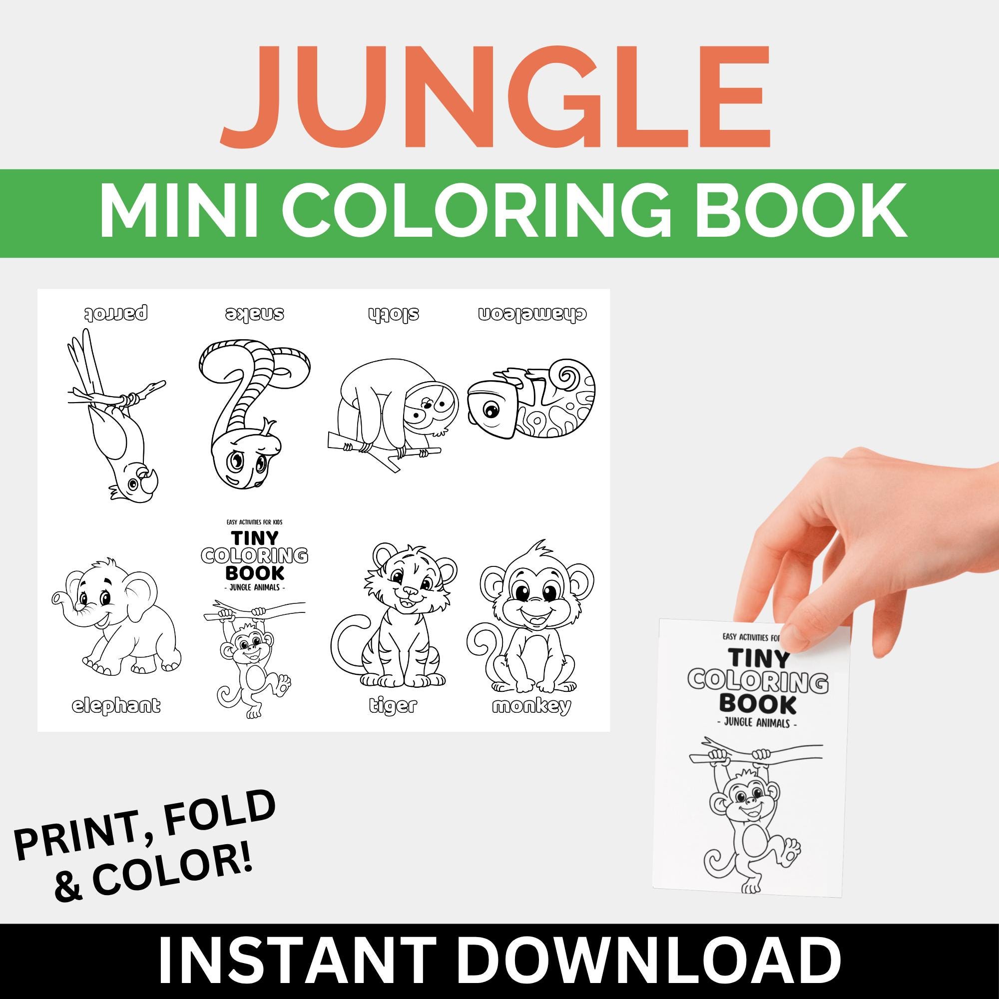 Jungle Animals Mini Coloring Book, Jungle Animals Coloring Pages ...