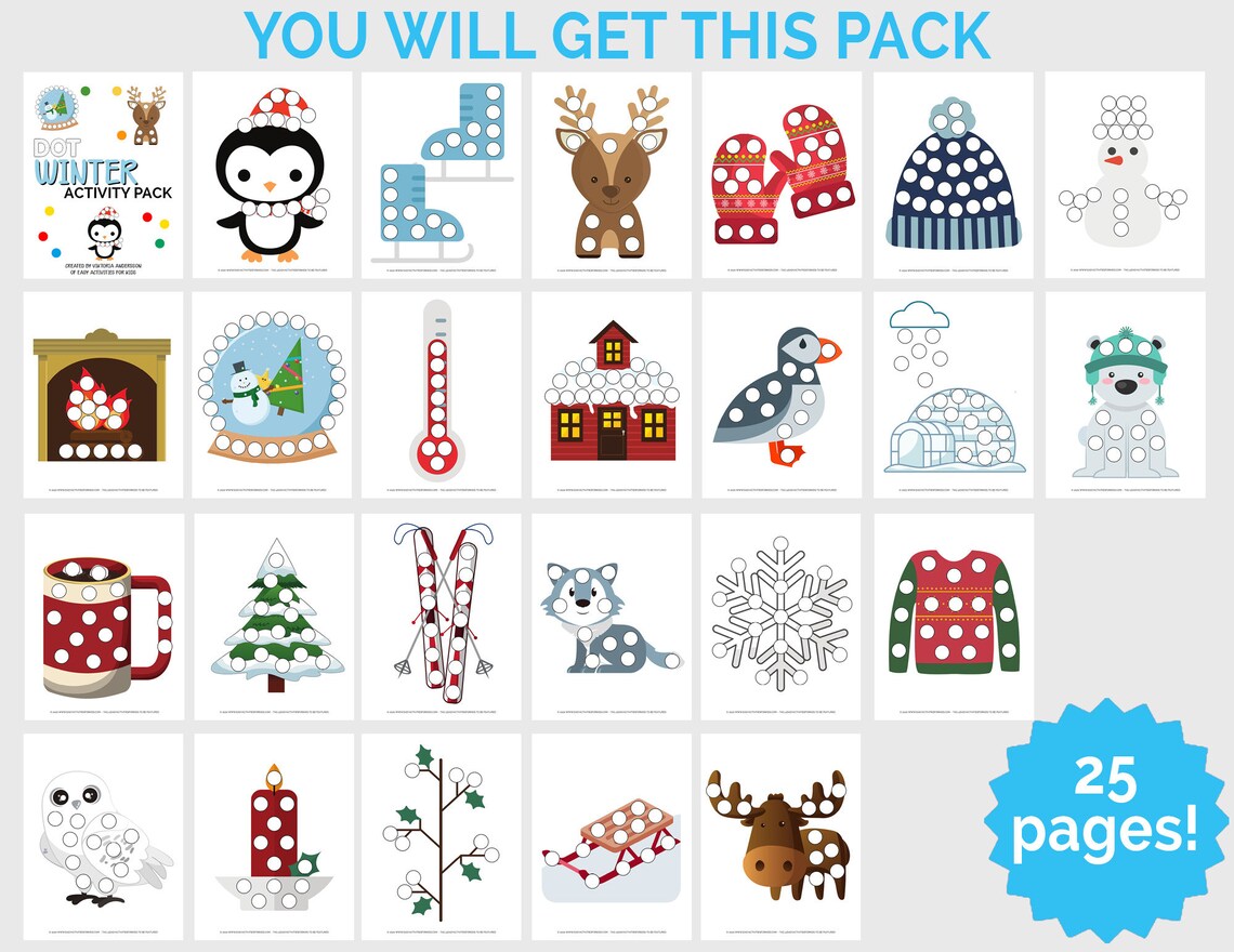 Dot Winter Activity Pack Preschool Season Do-a-dots - Etsy
