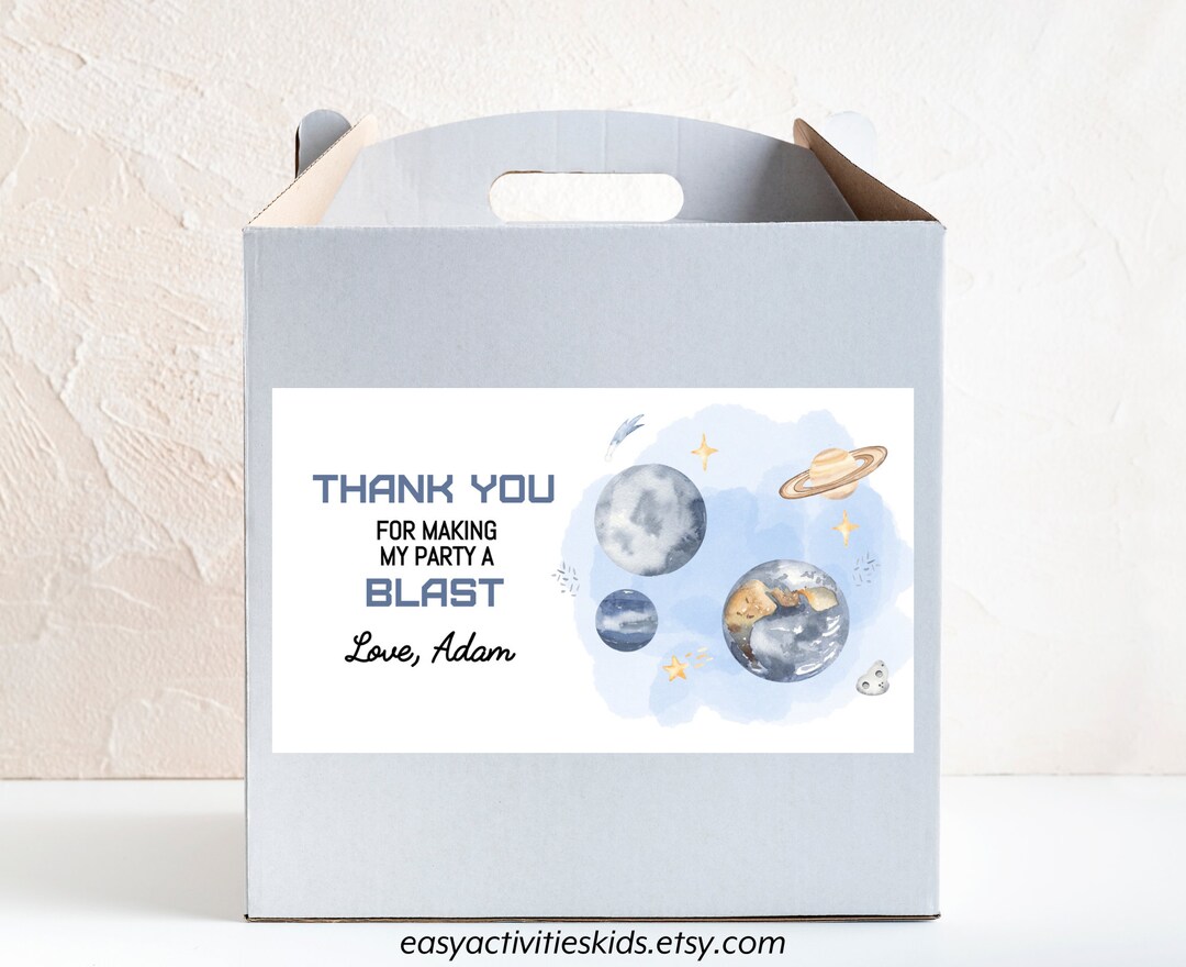 Editable Space Gable Box Label Outer Space Birthday Gift Box, Galaxy ...