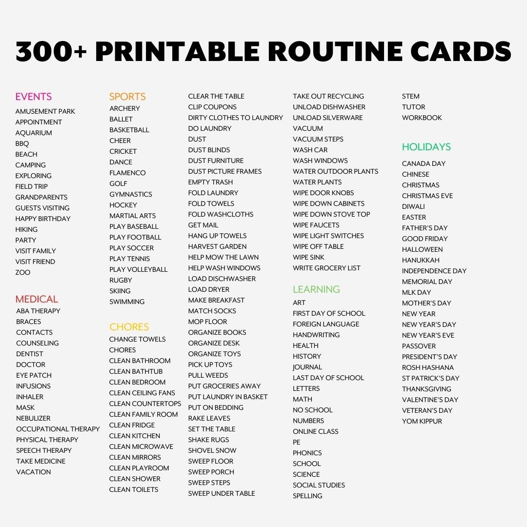 Editable Daily Kids Routine Cards I Visual Schedule Cards | Etsy Canada