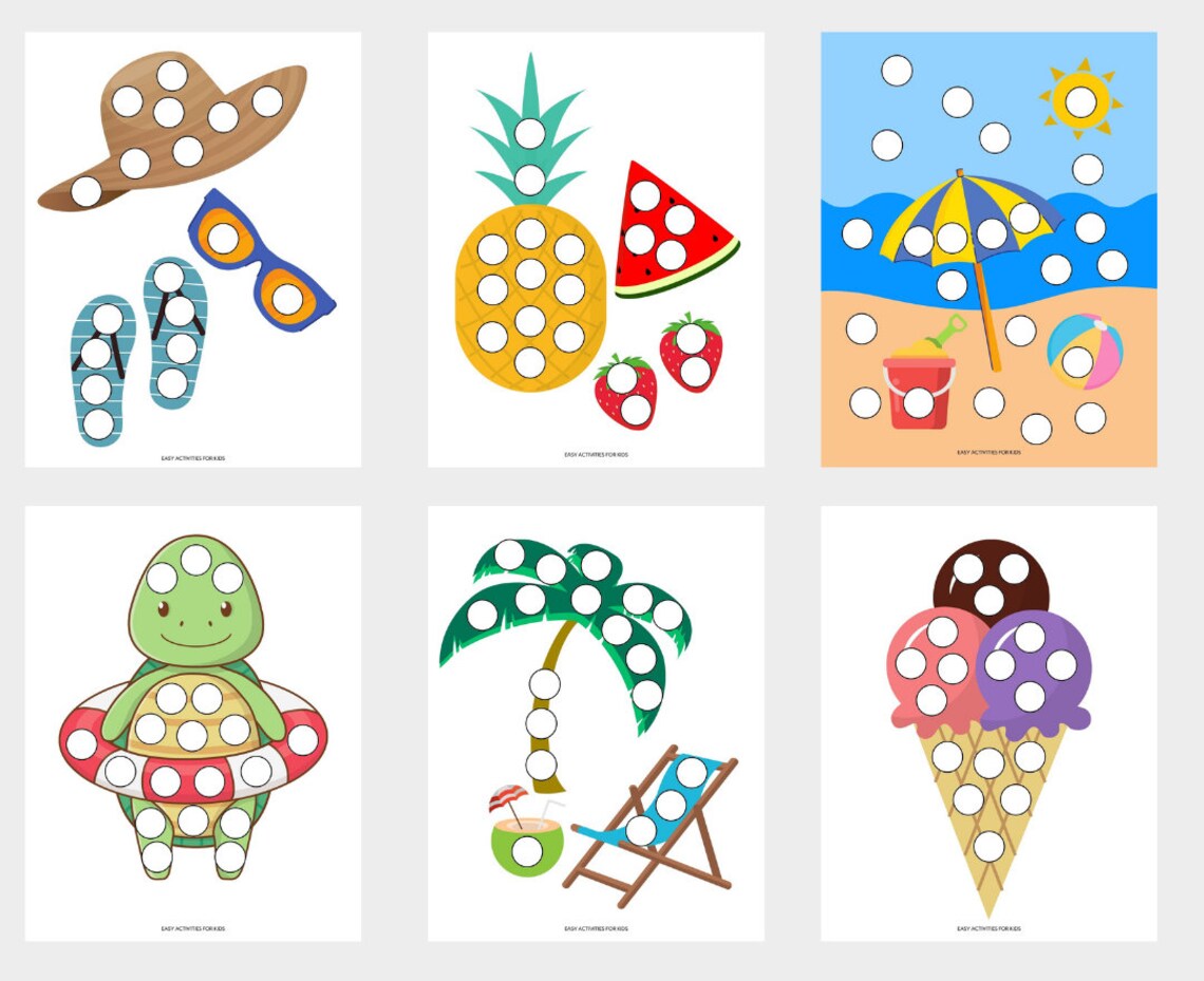 Summer Activity Pack Preschool Season Do-a-dots Worksheets | Etsy
