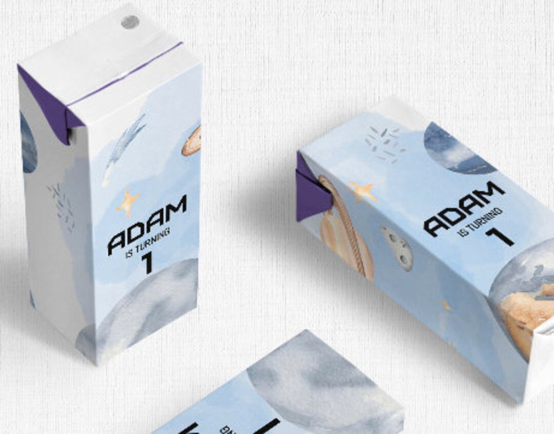 Editable Outer Space Box Wrapper for 6.75oz Labels Juice, Galaxy Party ...