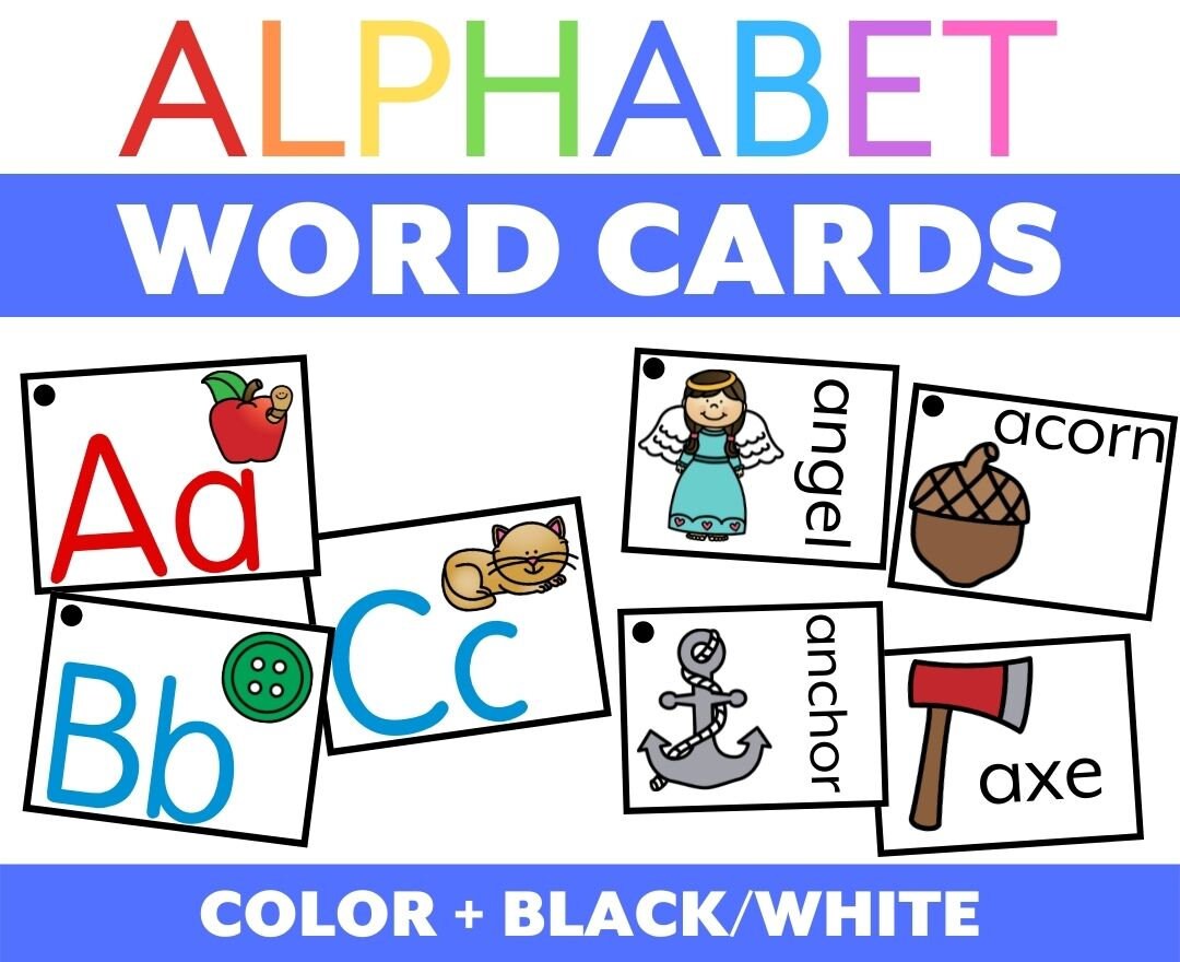 Alphabet Picture Word Cards (word Walls, Pocket Charts, Ring Binder ...
