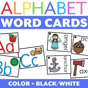 Alphabet Picture Word Cards (word Walls, Pocket Charts, Ring Binder ...