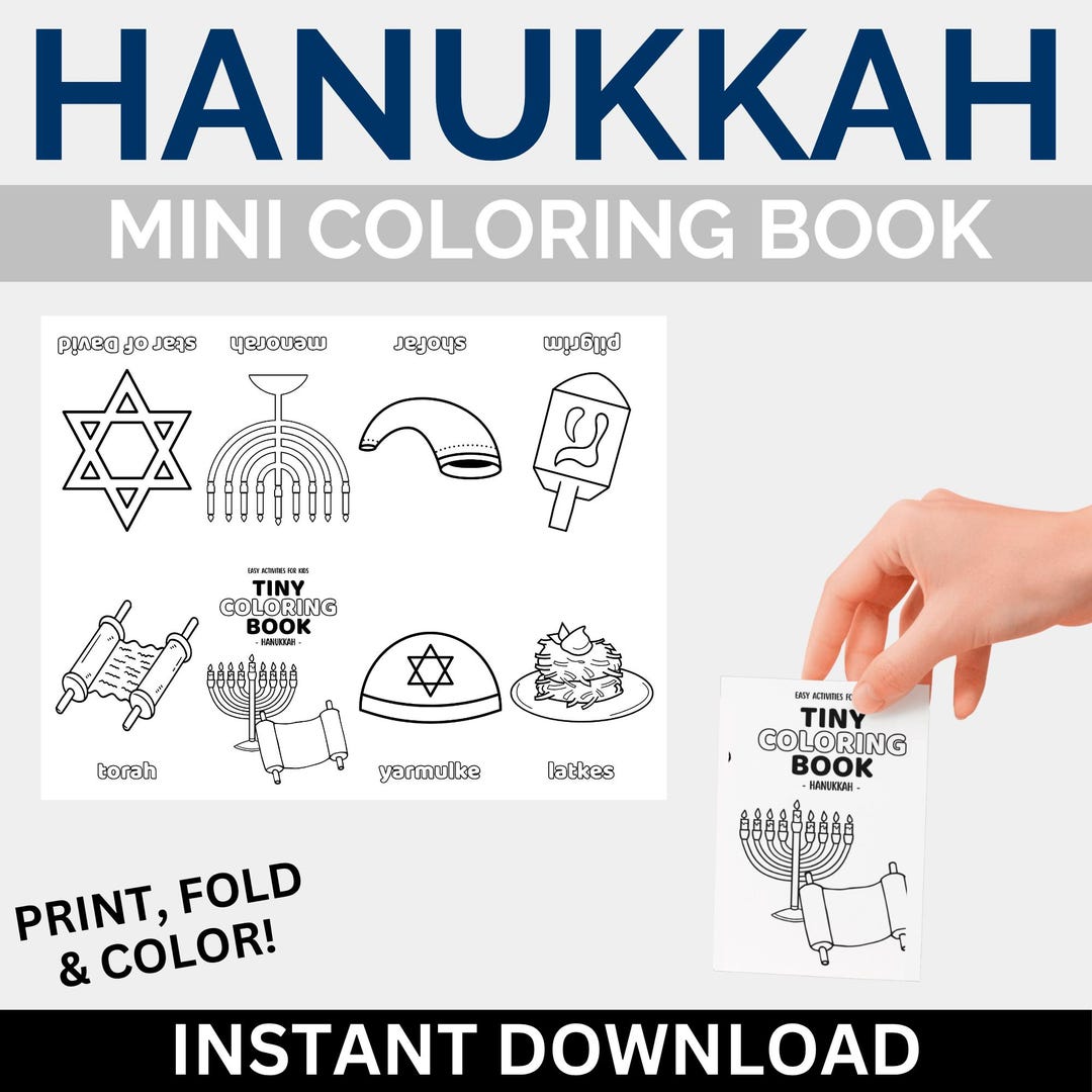 Hanukkah Mini Coloring Book, Hanukkah Coloring Pages, Coloring Book for ...