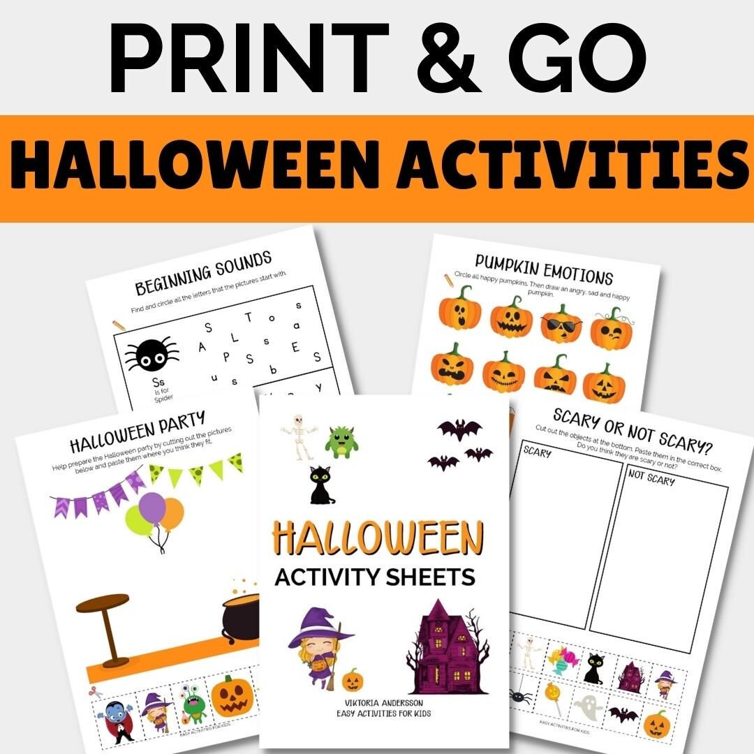 Halloween Activity Sheets October Preschool Learning Print & - Etsy
