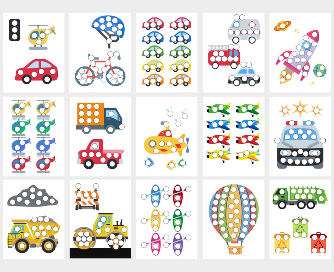 Vehicles Dot Activity Pack Toddler Preschool Do-a-dots - Etsy