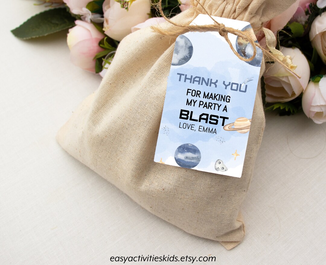 Editable Outer Space Birthday Favor Tags, Galaxy Thank You Label, Gift ...