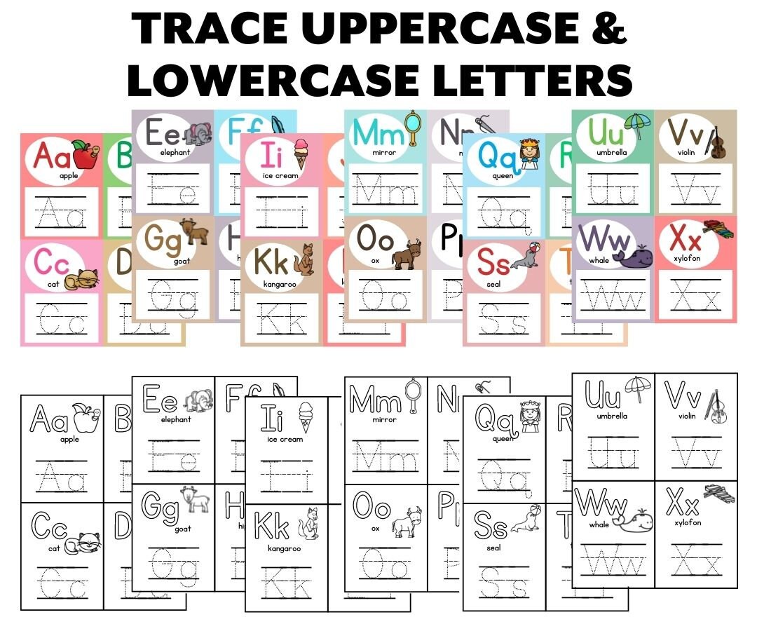 26 Printable Uppercase and Lowercase Alphabet Tracing Cards. - Etsy Canada