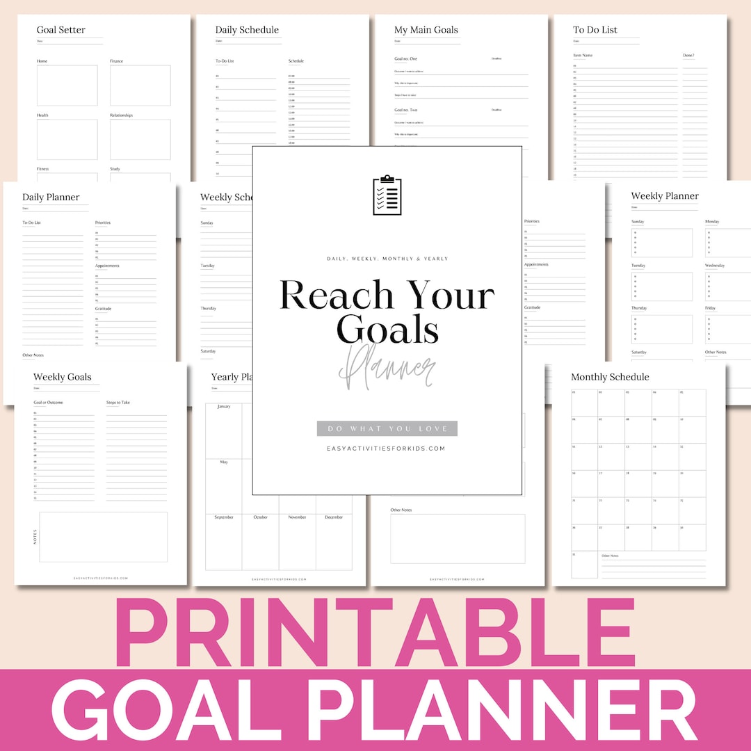 Printable Goal Planner, Goal Journal, Goal Tracker, Life Planner, Self ...