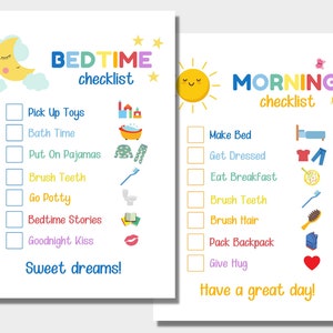 Morning & Bedtime Routine for Kids Printable to Do List Child Visual ...