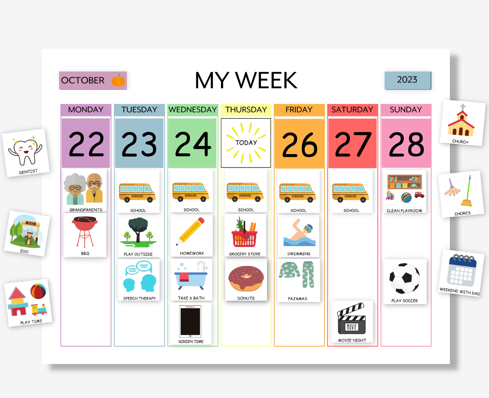 Editable Weekly Visual Routine Chart With Cards Schedule for - Etsy Australia