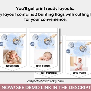 Editable First Birthday Monthly Photo Banner Outer Space Planets ...