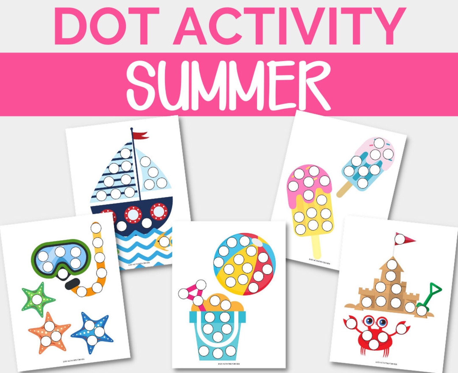 Summer Activity Pack Preschool Season Do-a-dots Worksheets - Etsy