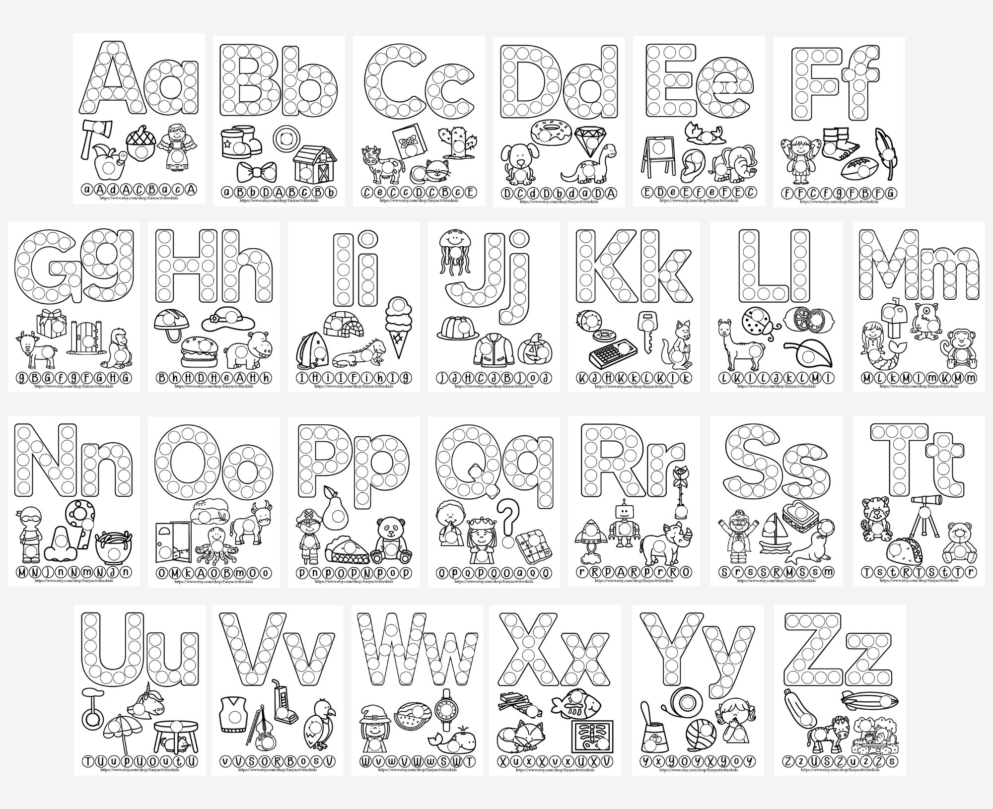 Dot the Letters Activity, Preschool A-Z Do-a-dots Worksheets ...