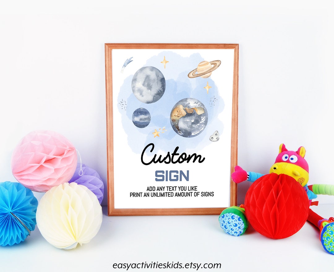 Editable Custom Sign Space Birthday Sign, Galaxy Wall Art Party Decor ...