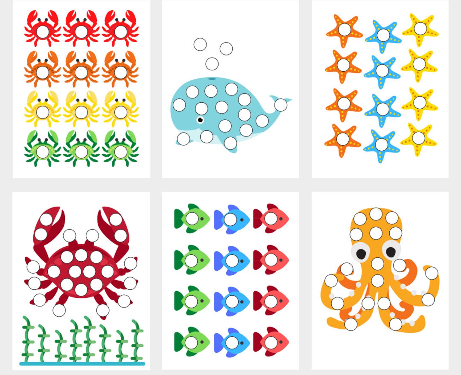 Ocean Summer Activity Pack, Preschool Season Do-a-dots Worksheets ...