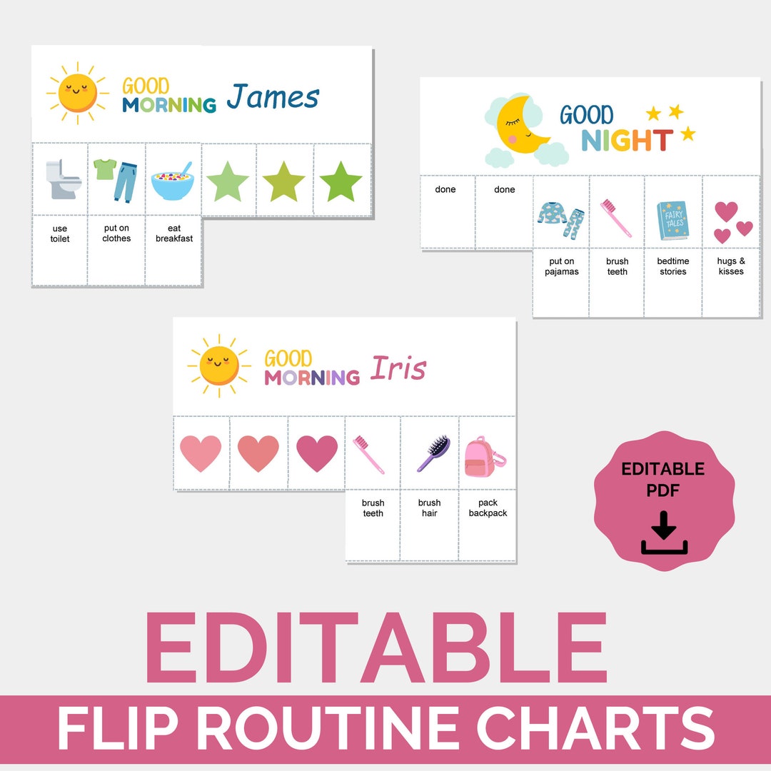 Editable Flip Visual Routine Chart Schedule for Kids, Toddler ...