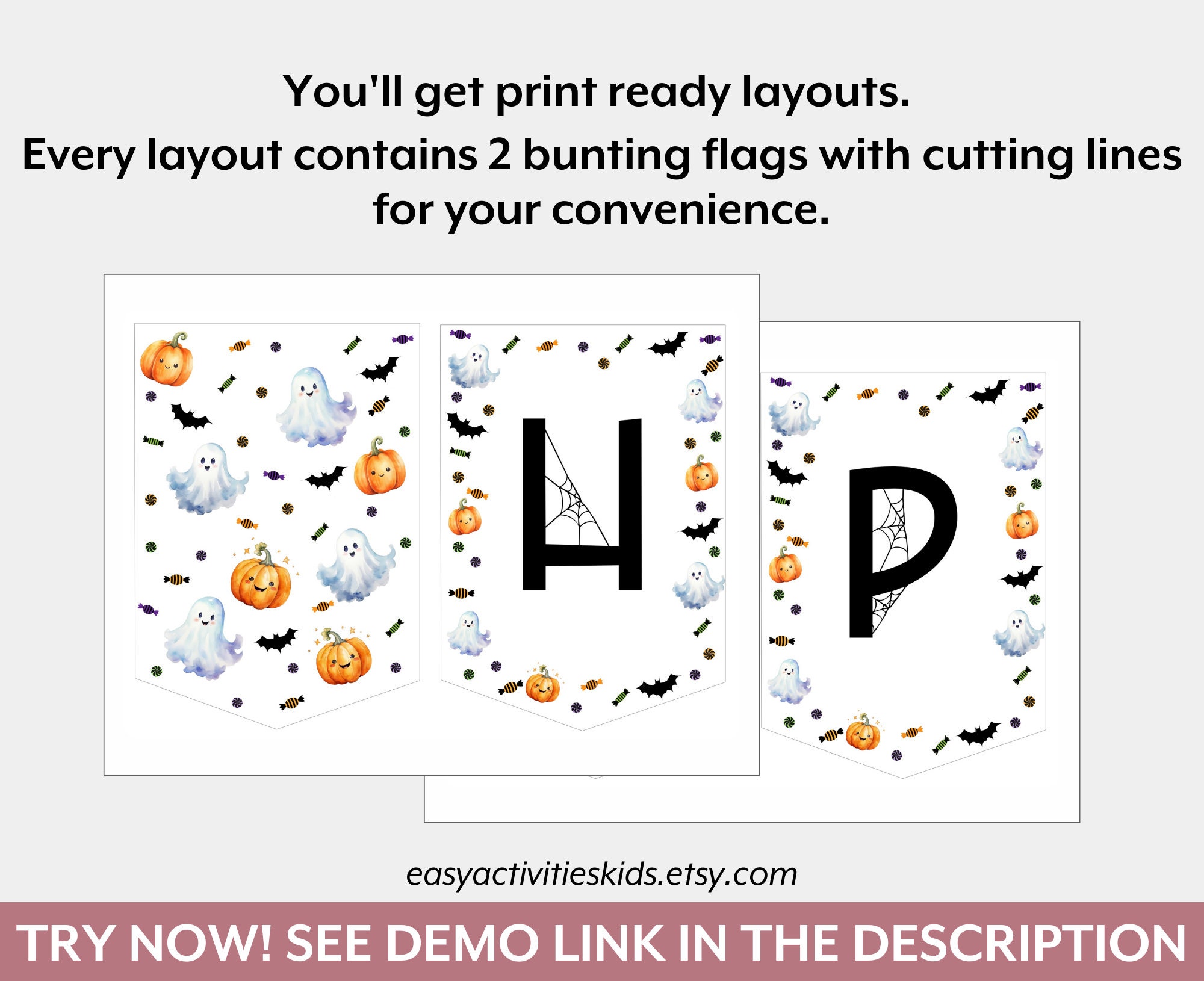 Editable Happy Birthday Banner Halloween Ghost Boo Party Decorations ...