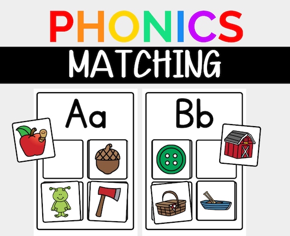 Phonics Matching Activity Matching Cards Alphabet Matching - Etsy