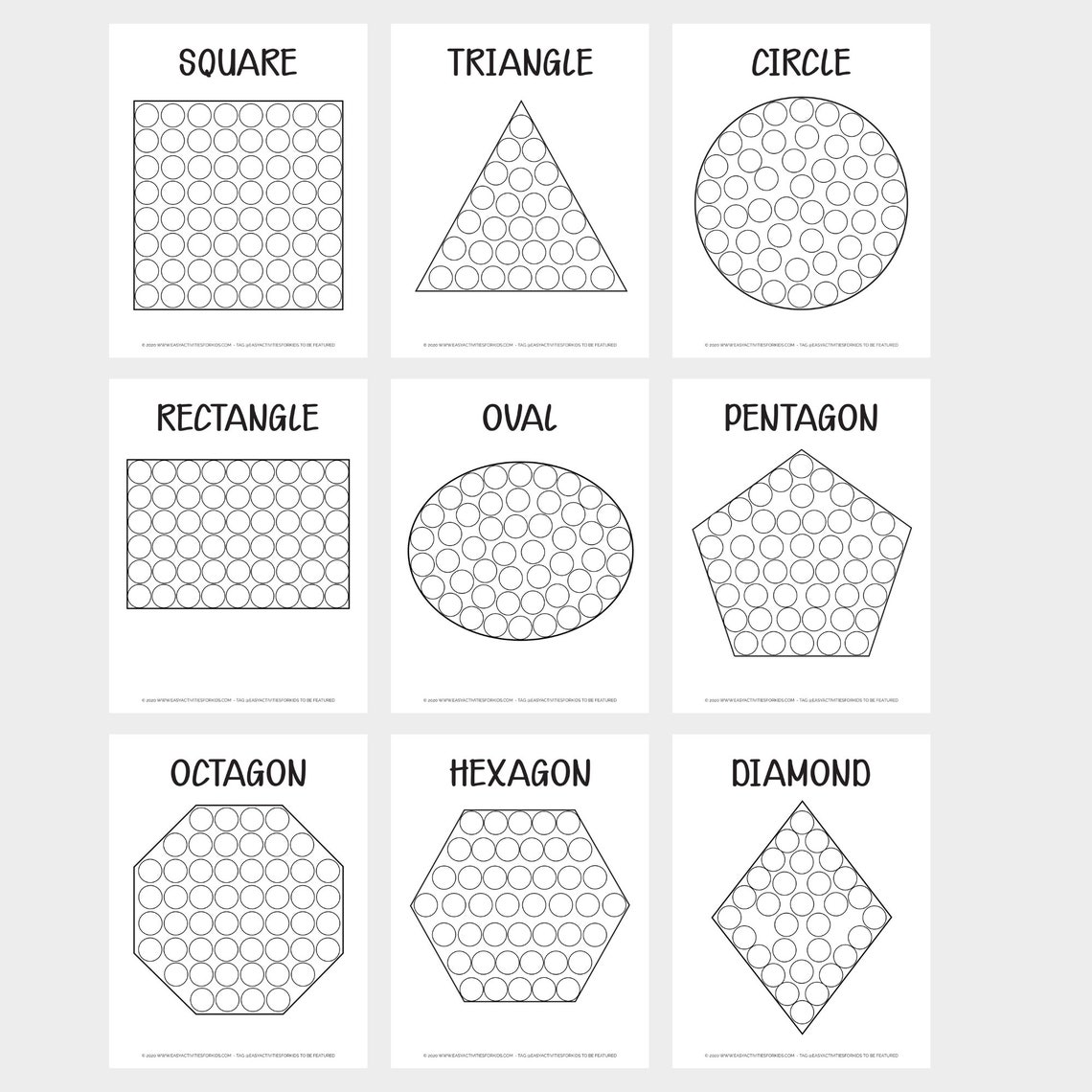 Dot the Shapes Black & White Activity Pack, Preschool Do-a-dots ...