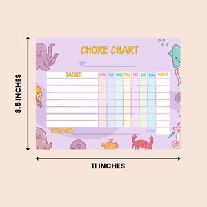 Kids Chore Chart Under the Sea, Editable & Printable Reward System ...