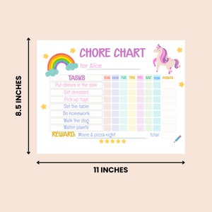 Kids Chore Chart Unicorn, Editable & Printable Reward System | Kids ...