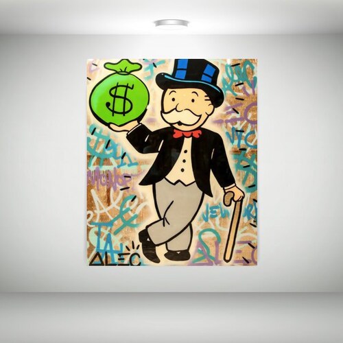 Monopoly Money Bag Print on Canvas - Etsy