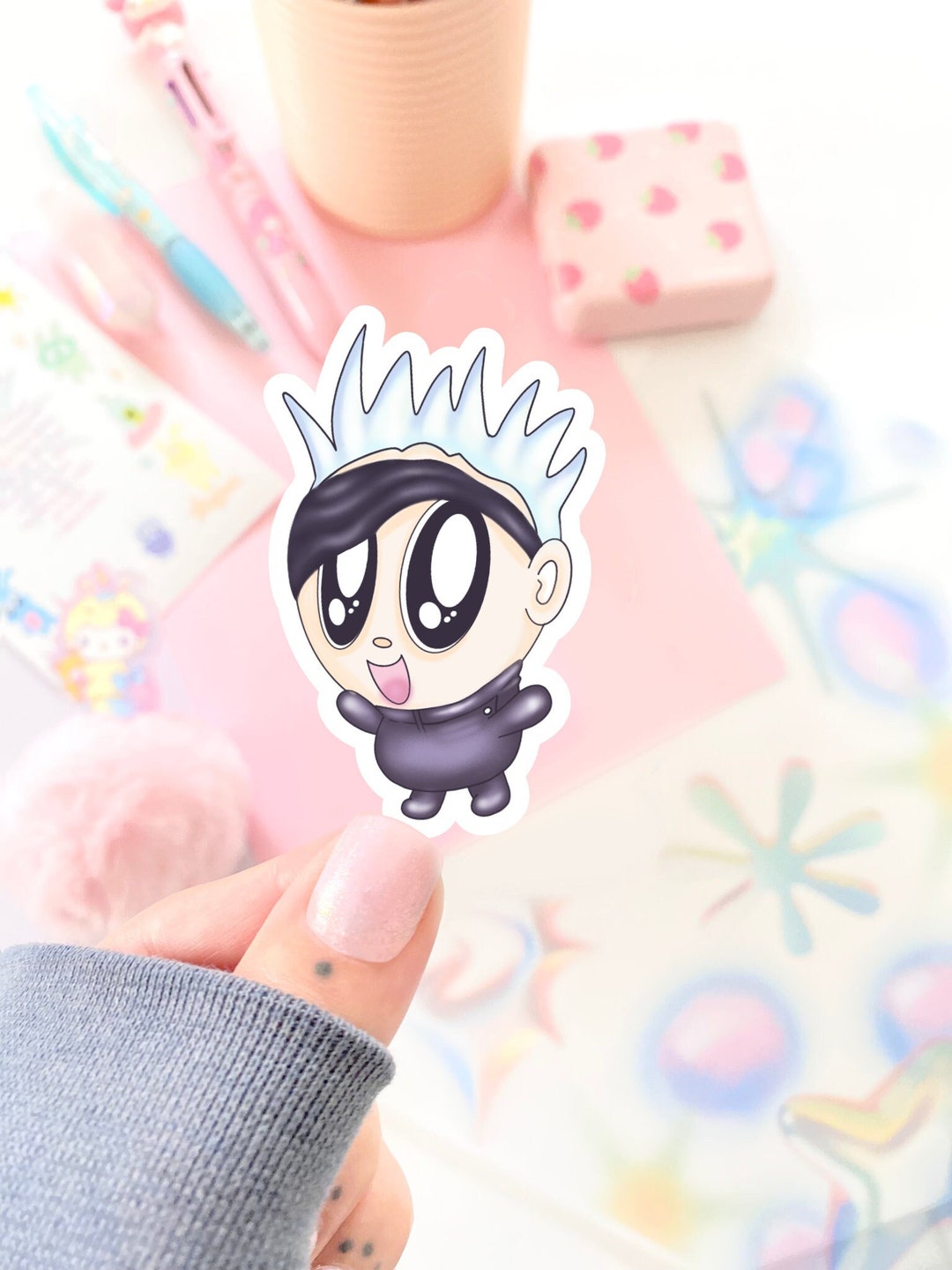 Cute Anime Decal Gojo Sticker Kawaii Chibi Satoru Gojo Jujutsu Kaisen ...
