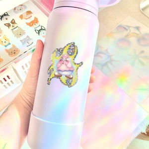 Y2K Cybercore Pink Chibi Alien Sticker, Cute Waterproof Webcore Glitter ...