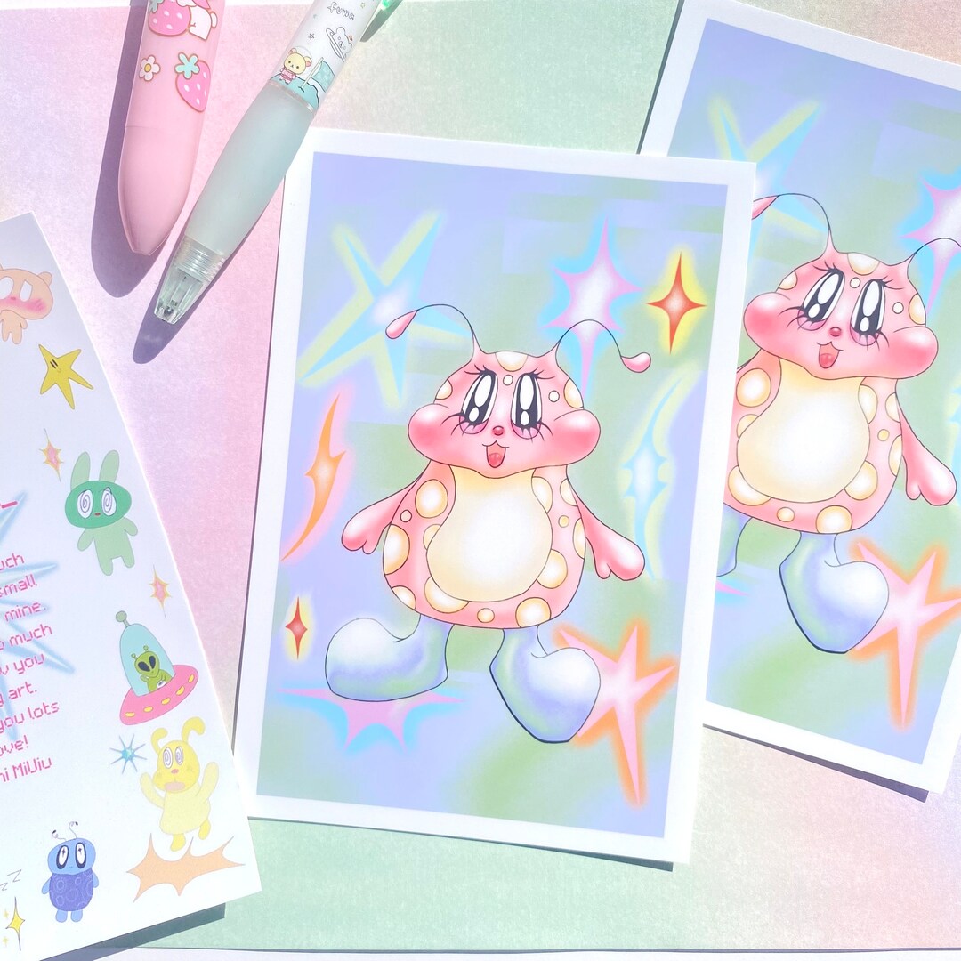 Pastel Kawaii Mini Art Print Fairy Kei Menhera Art Kawaii Gifts Cute ...
