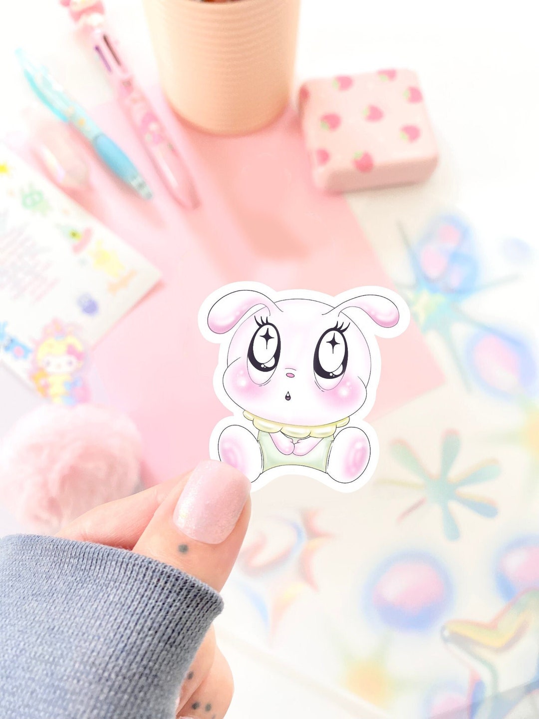 Cute Bunny Sticker Kawaii Bunny Clown Sticker Rabbit Decal Waterproof ...