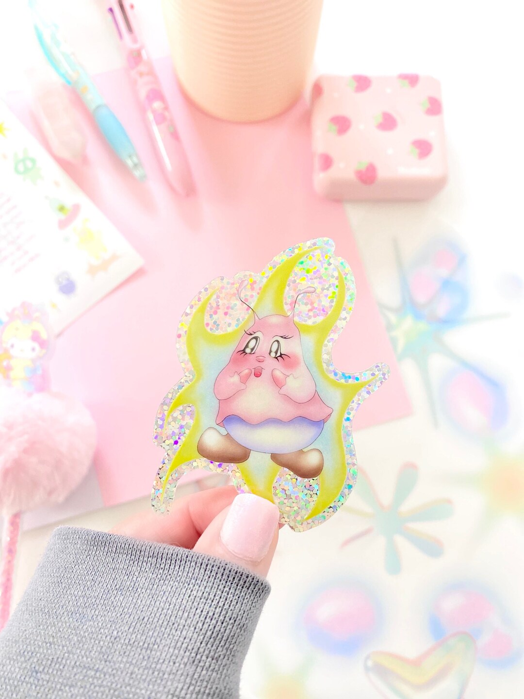 Fairykei Glitter Sticker Chibi Menhera Waterproof Yami Kawaii Pastel ...