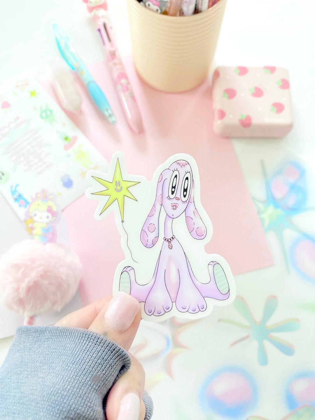 Kidcore Nostalgia Matte Decal, Weirdcore Pastel Dog Waterproof Laptop ...