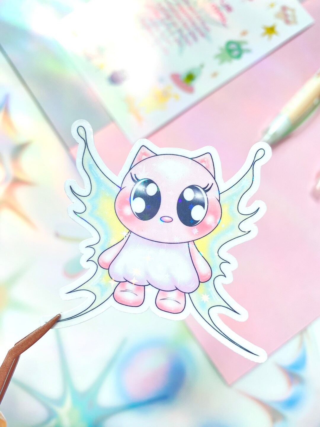 Fairycore Cute Cat Kawaii Cybercore Waterproof Sticker Kidcore Pastel ...