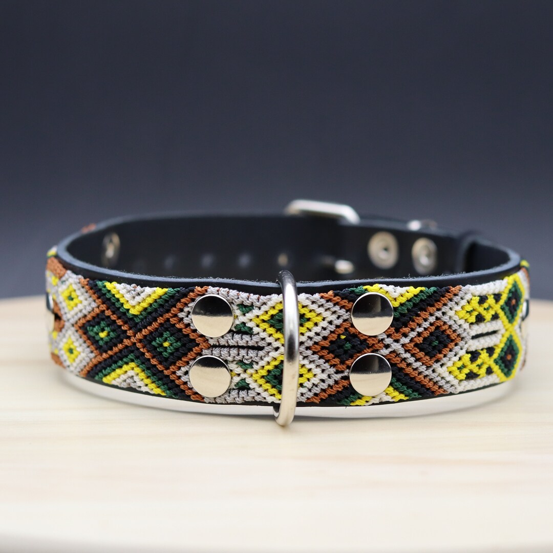Yellow Brown Collar for Large Dogs, Wide Collars for Strong Breeds Dogs ...