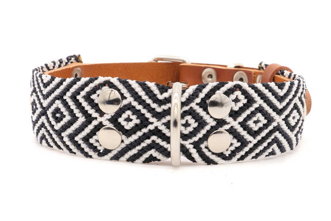 Black and White Dog Collar, Unique Pet Collars, Name and Phone Number ...