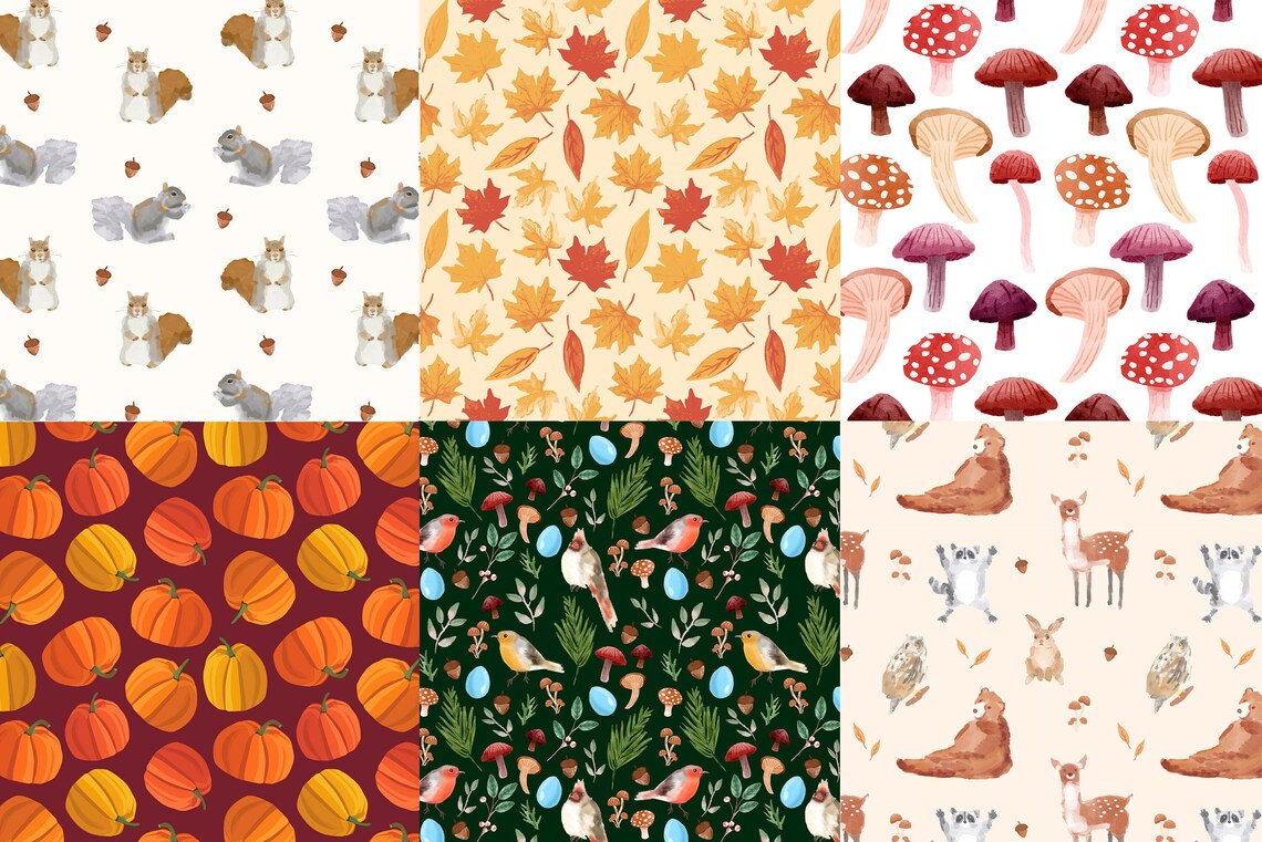 Repeat Pattern Printable Art Fall Collection - Etsy