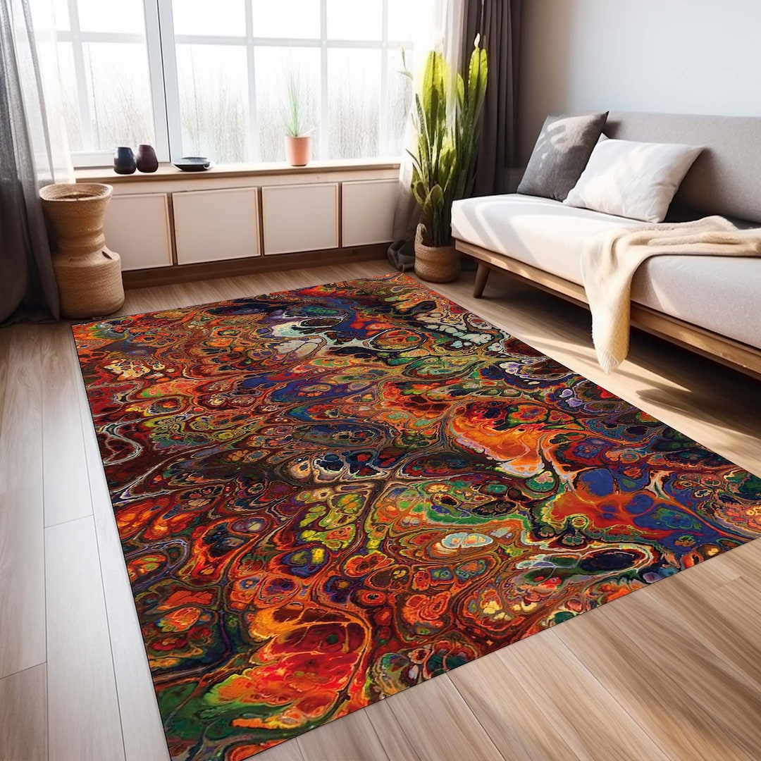 Exotic Vibes Colorful Rug, Abstract Design Rug, Trippy Art Rug, Art ...