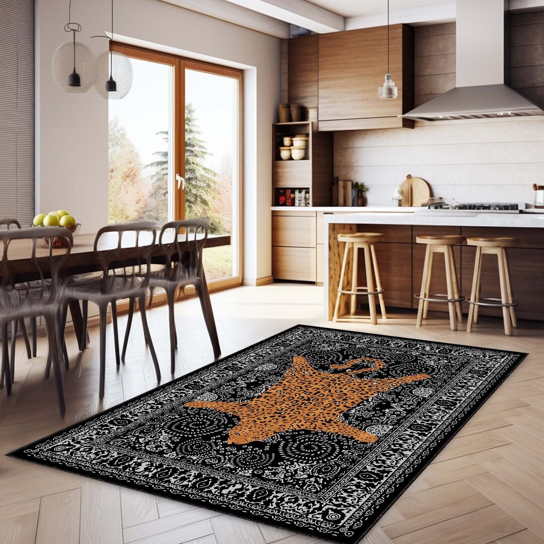 Tiger Rug, Tibetan Tiger Rug, Modern Leopard Print Rug, Digital Animal ...