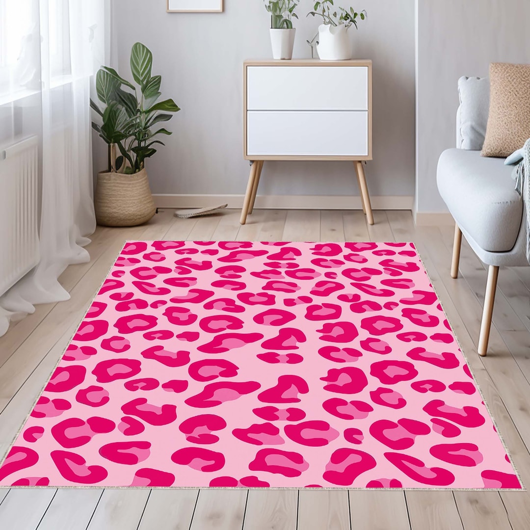 Leopard Pattern Rug, Pink Leopard Rug, Modern Rug, Home Decor, Carpet ...